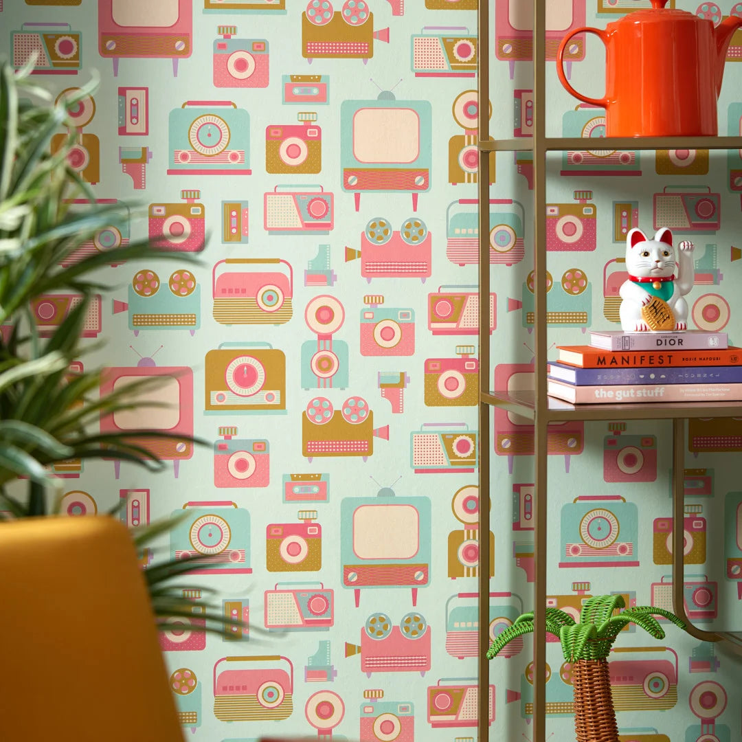 Back in Time Wallpaper in Brights on Elderflower – Lust Home