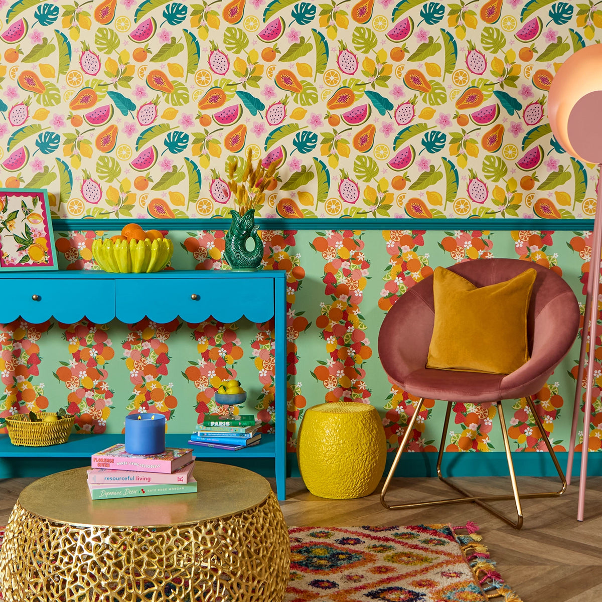 Fruit Cocktail Stripe Wallpaper in Green Apple – Lust Home