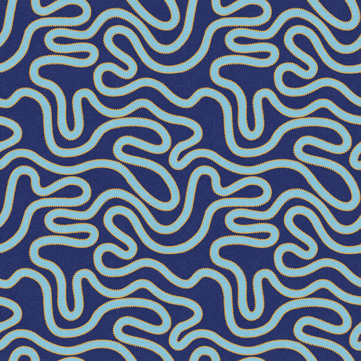 Ickle Squiggle Wallpaper in Dark Blue, Turquoise and Yellow – Lust Home