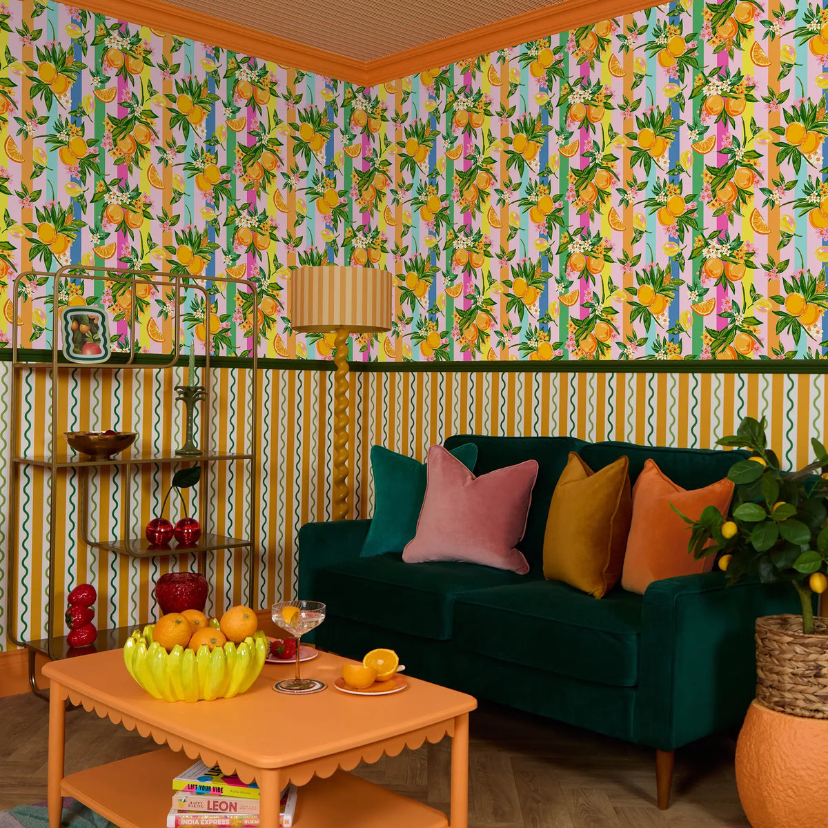 The Bells of St Clements Stripe Wallpaper in Rainbow Stripes on Candy ...