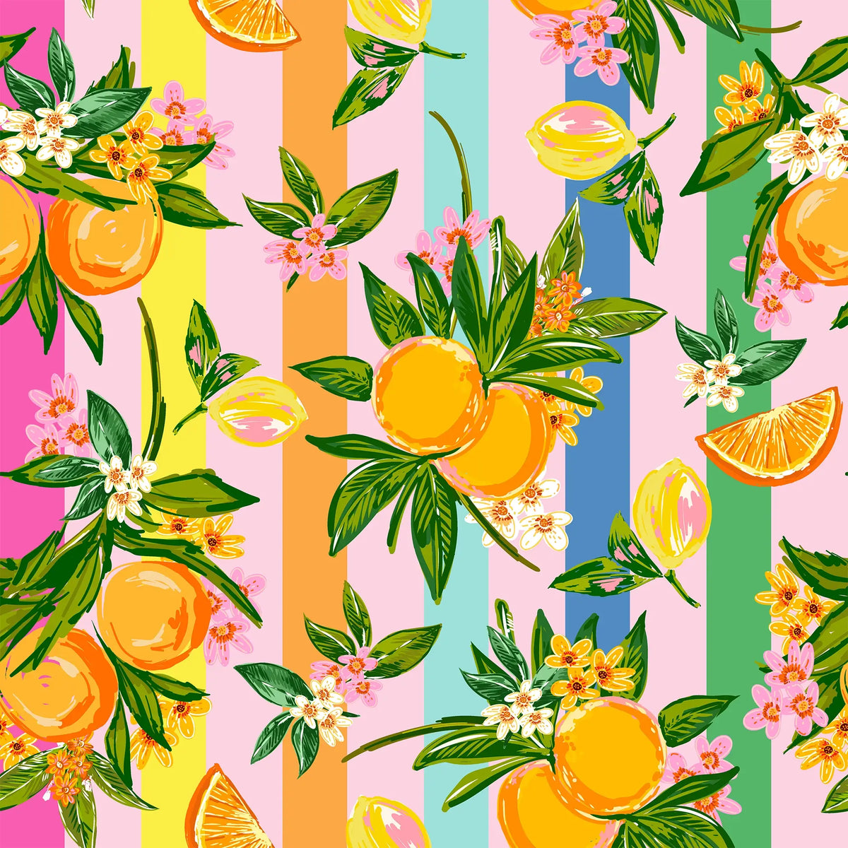 The Bells of St Clements Stripe Wallpaper in Rainbow Stripes on Candy ...