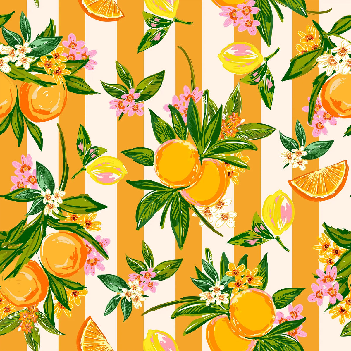 Sample of The Bells of St Clements Stripe Wallpaper in Seville Orange ...