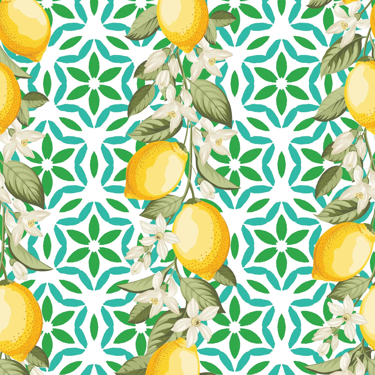 Zesty Lemons Wallpaper in Sorrento Lemon on Greens – Lust Home