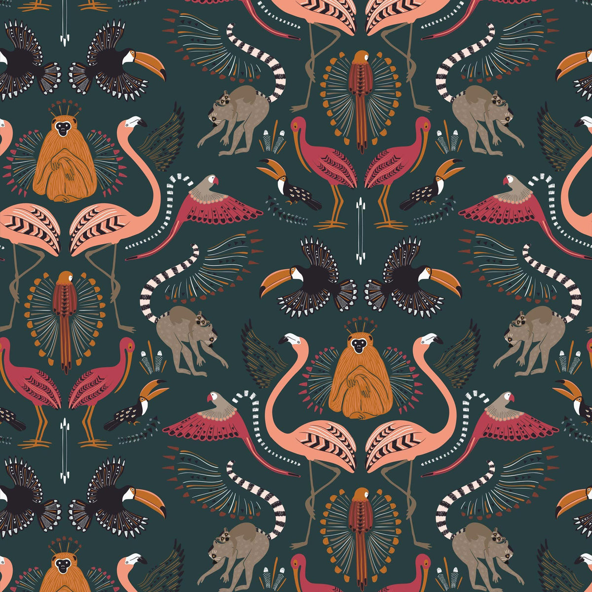 Sample of Madagascar Wallpaper in Evergreen – Lust Home