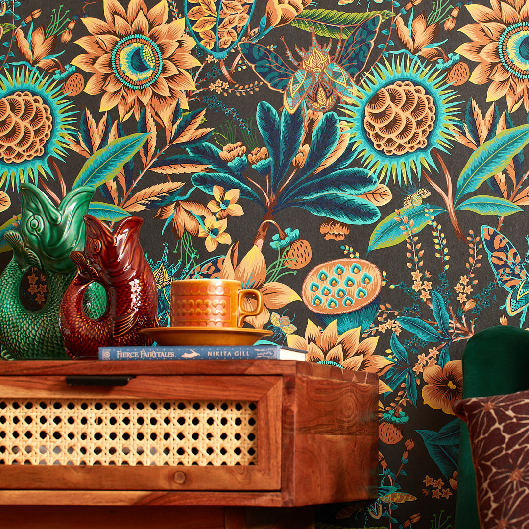 Pandora Wallpaper in Emerald, Teal and Ochre – Lust Home